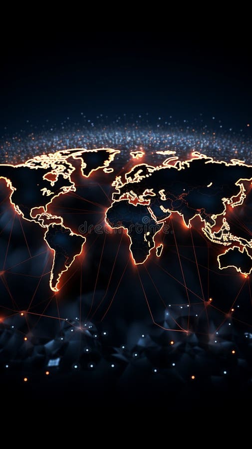 Abstract Representation of World Map with Lines and Points Overlay ... Abstract Representation of World Map with Lines and Points Overlay ...