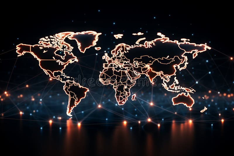 Abstract Representation of World Map with Lines and Points Overlay ...