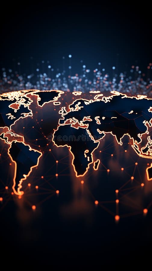 Abstract Representation of World Map with Lines and Points Overlay ...