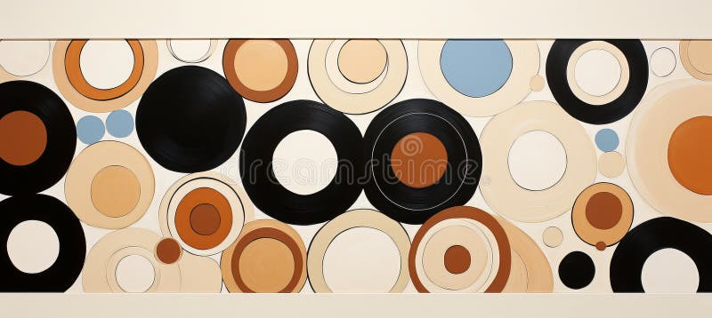 Abstract Retro Background with Circular Forms and Perforations in ...