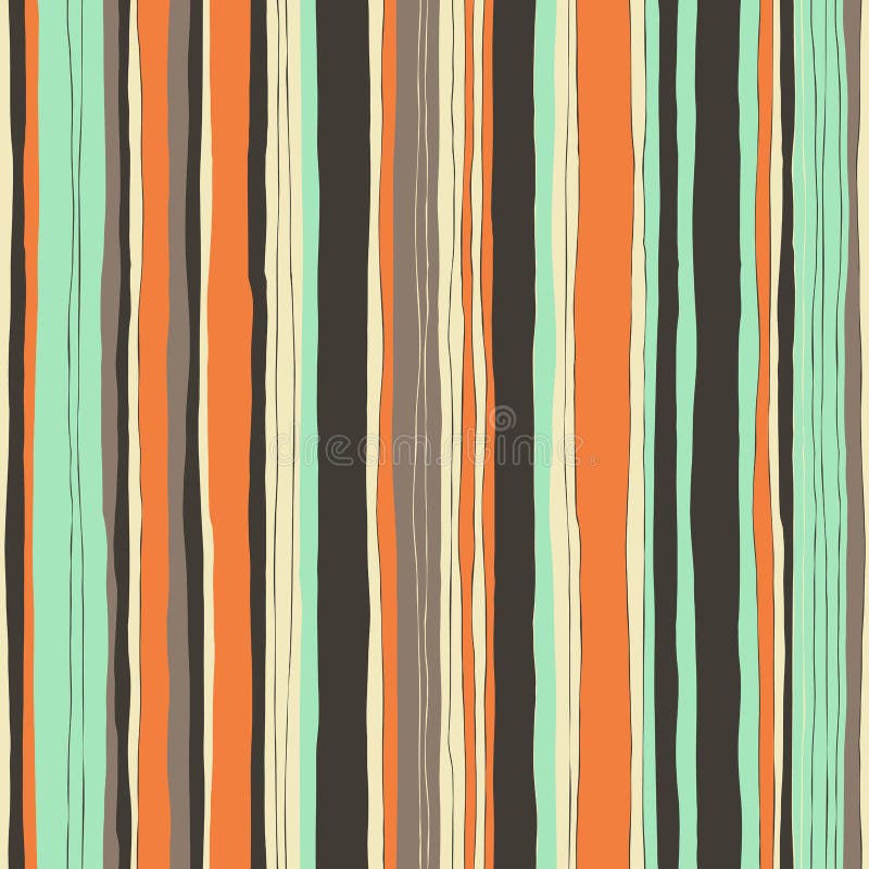Abstract Retro Colors Stripes Pattern. Seamless Hand-drawn Lines Vector ...