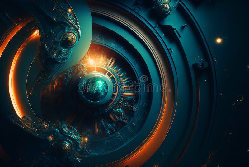 Abstract Retro Futuristic Composition in Technology Style with Giant ...