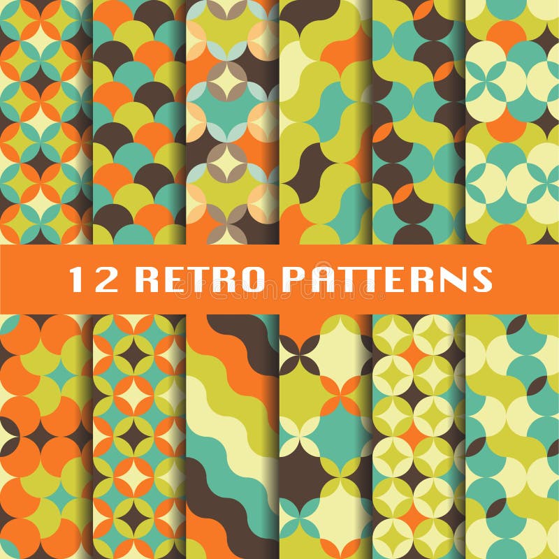 Abstract Retro Geometric Patterns Set Stock Vector - Illustration of ...