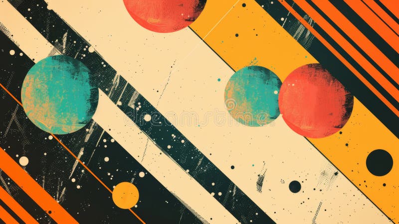 Abstract Retro Geometric Shapes and Lines with Circles, Colorful Design ...