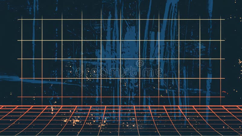 Abstract Retro Grid Background, Dark Forest, 80s High Quality Image Stock Illustration ...