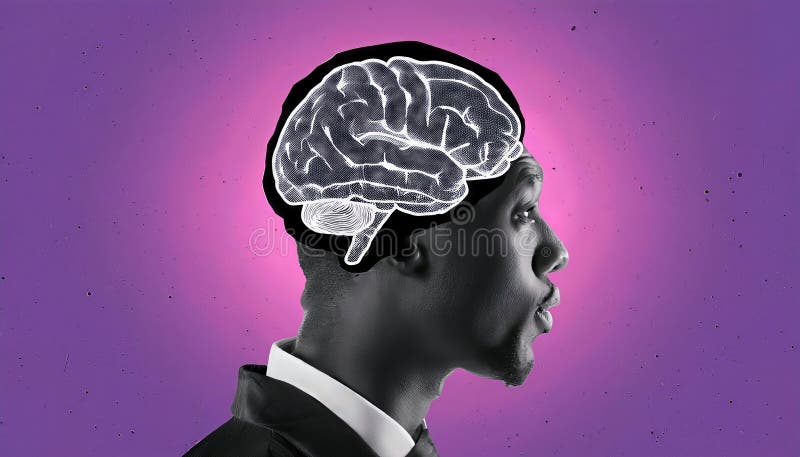 Abstract Retro Illustration Creative Brain Bursting with Ideas in a ...