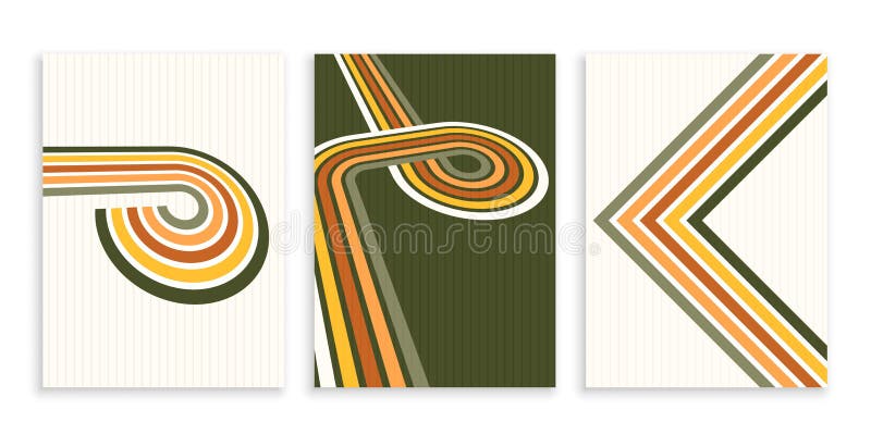 Abstract Retro Lines Posters Design Set Stock Vector - Illustration of ...
