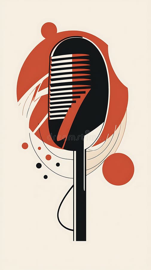 Abstract Retro Microphone Illustration with Colorful Circles Stock ...