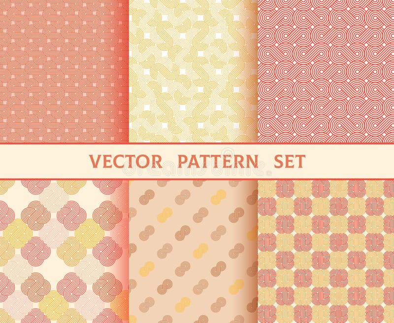 Abstract Retro Patterns with Geometric Swirls Stock Vector - Illustration of shape, texture ...