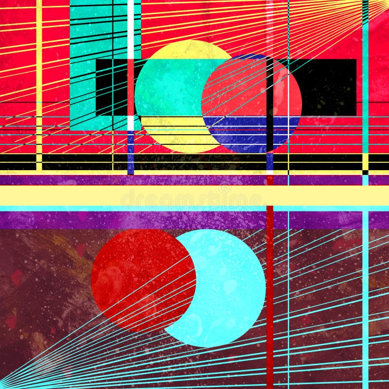 Abstract Retro Raster Color Background with Geometric Objects Stock ...