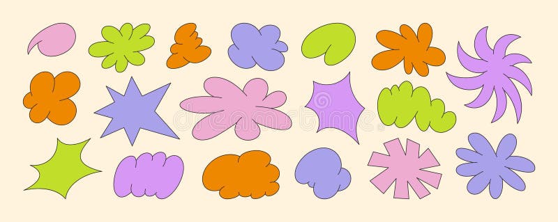 Abstract Retro Shapes and Funky Groovy Forms. Vector Geometric Stickers ...