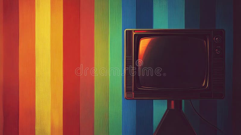 Abstract Retro TV with Rainbow Striped Background Stock Illustration ...