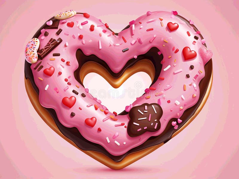 Abstract Retro Valentine Day Icon Donut Heart of Heart Shape Stock ...