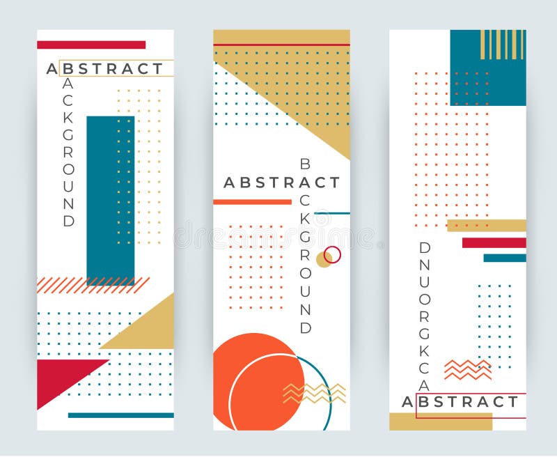 Abstract Retro Vertical Banners with Multicolored Simple Geometric ...