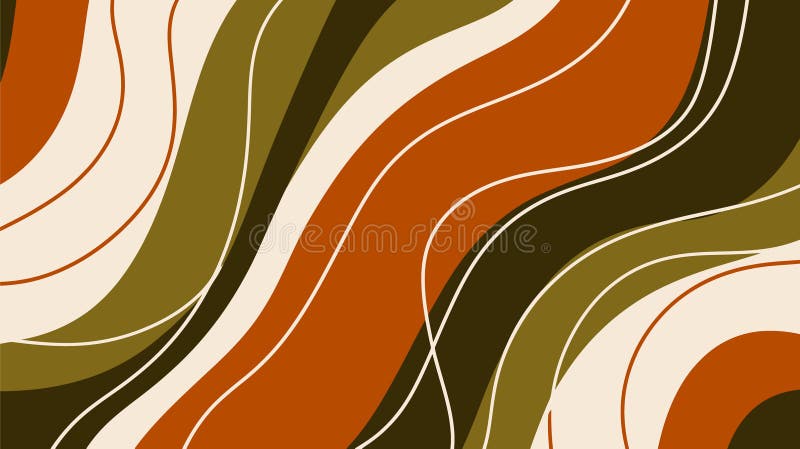Abstract Retro Wavy Lines Pattern in Earth Tones Stock Vector ...