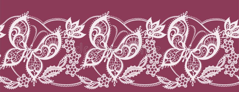 Abstract Ribbon Lace with Flowers and Butterflies Stock Illustration ...