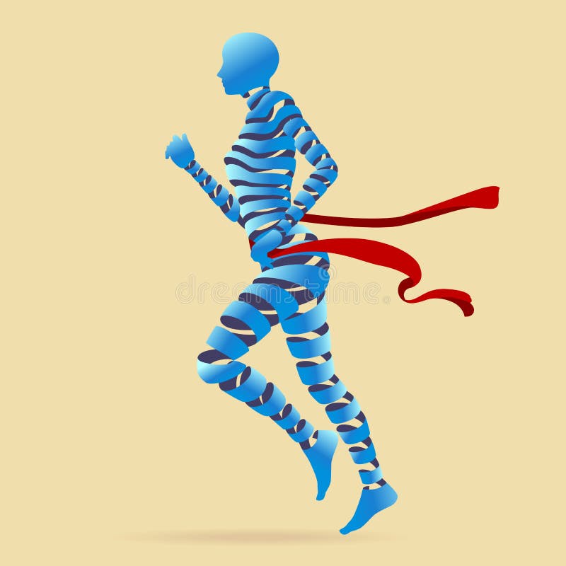 Abstract Ribbon Shaped with Young Lady Running. Stock Vector ...