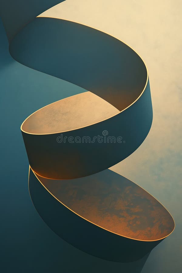 Abstract Ribbon Twisting Gracefully Above a Reflective Surface in Soft ...