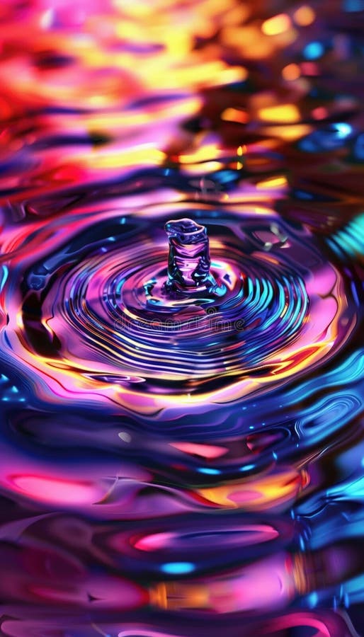 Abstract Ripple Effect with Vibrant Colors3D Model Illustration Closeup ...