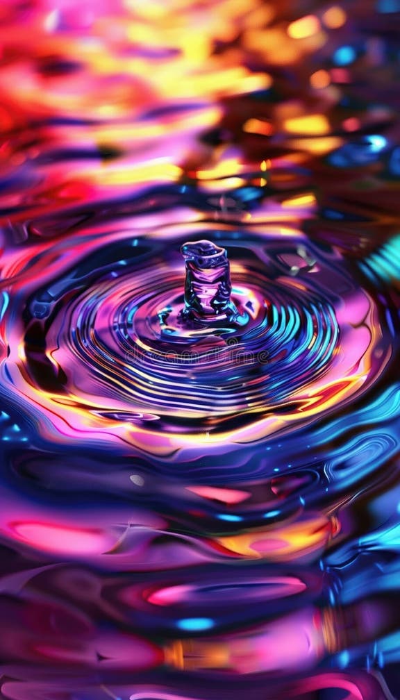 Abstract Ripple Effect with Vibrant Colors3D Model Illustration Closeup ...