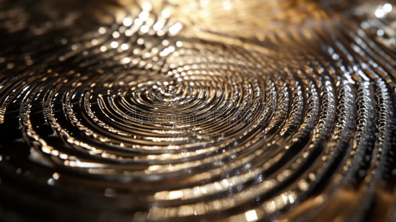 Abstract Rippled Metallic Surface with Shimmering Reflection in Golden ...