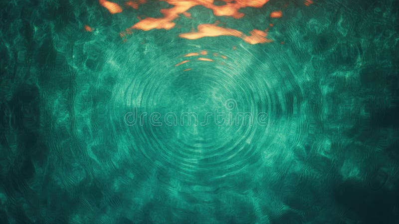 Abstract Ripples of Emerald Water Reflecting Fiery Orange Light Stock ...