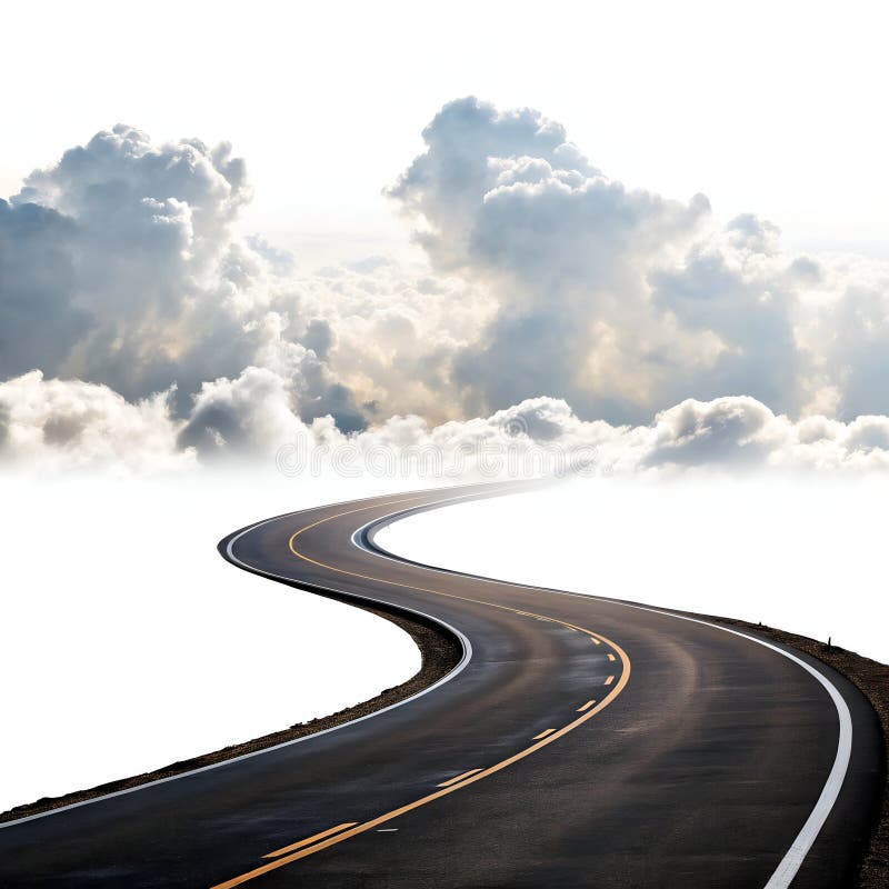 Abstract Road with Clouds Isolated on White Background Stock ...