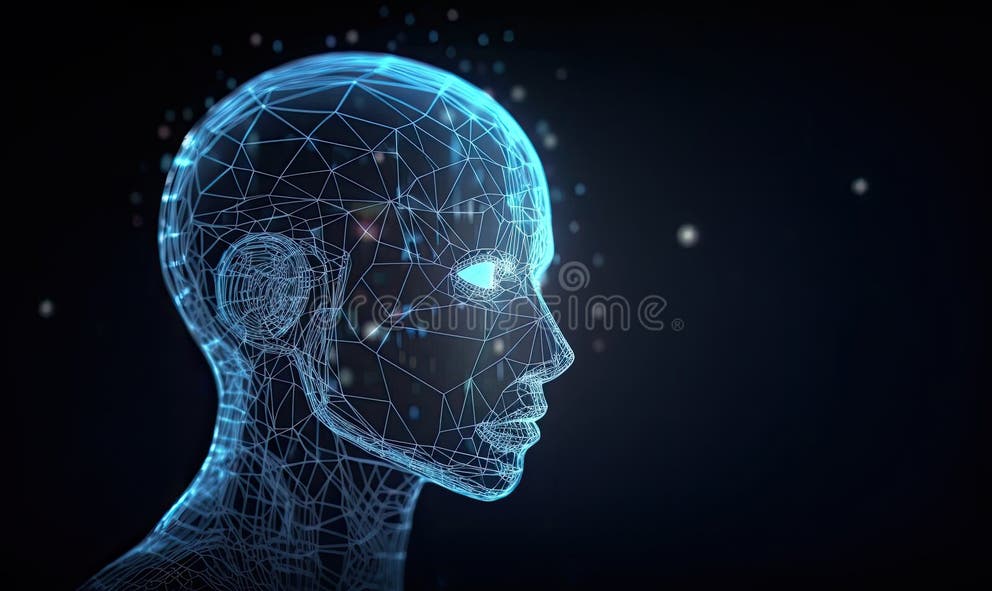 Abstract Robot on Link High Tech Background in Machine Learning Concept ...