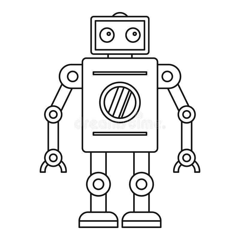 Abstract Robot Icon, Outline Style Stock Vector - Illustration of cable ...