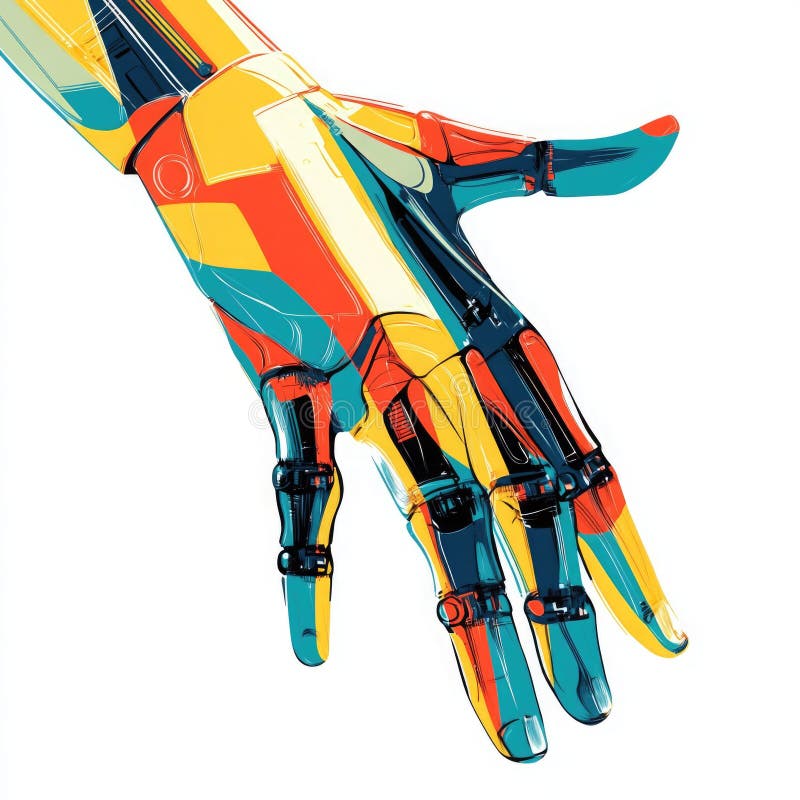Abstract Robotic Hand with Geometric Patterns Stock Illustration ...