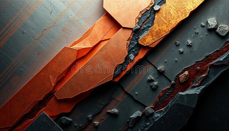 Abstract Rock Formation Texture with Diagonal Copper and Gray Layers ...