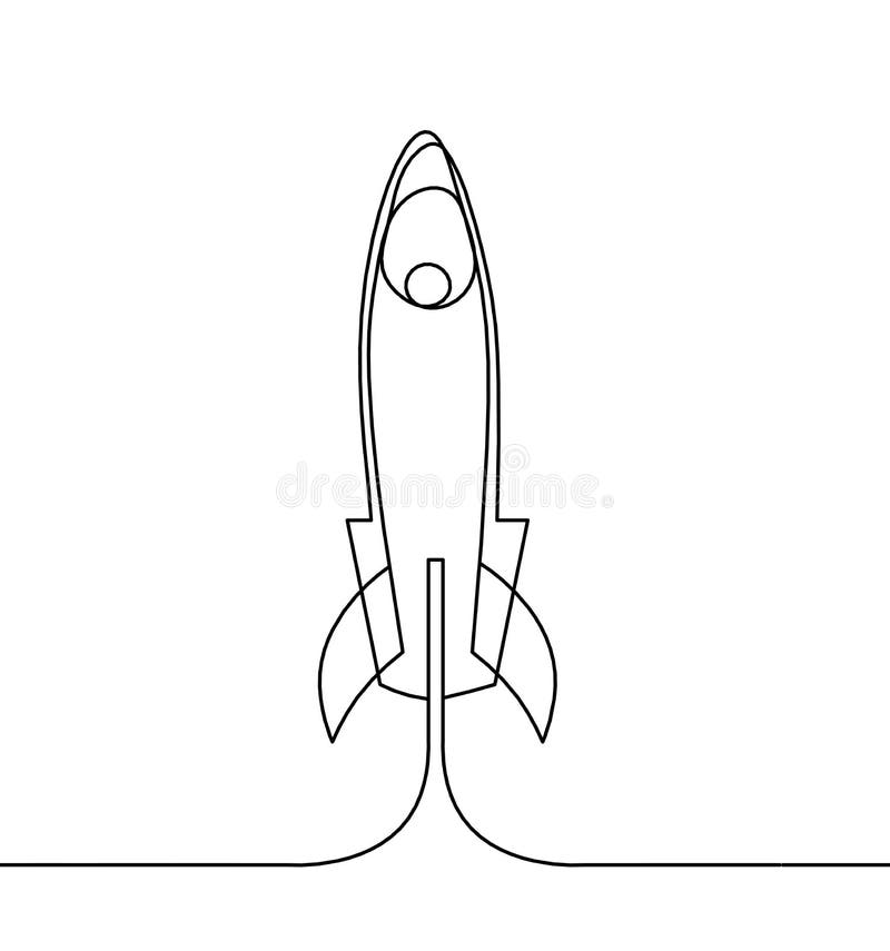 Continuous Line Drawing Rocket Stock Illustrations – 202 Continuous ...