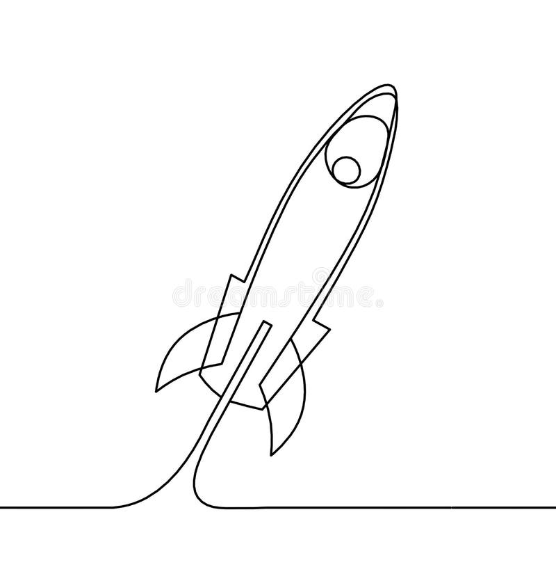Continuous Line Drawing Rocket Stock Illustrations – 202 Continuous ...