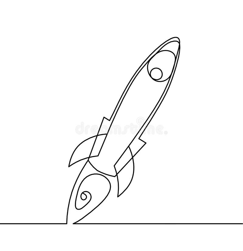 Continuous Line Drawing Rocket Stock Illustrations – 202 Continuous ...
