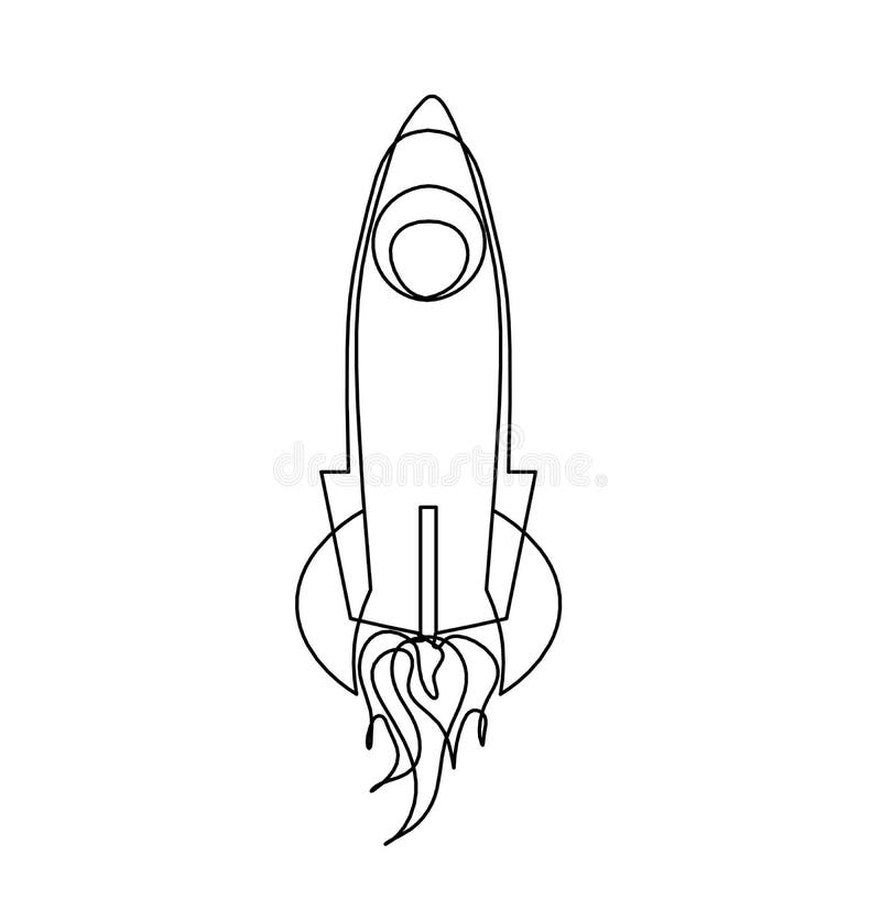 Continuous Line Drawing Rocket Stock Illustrations – 202 Continuous ...