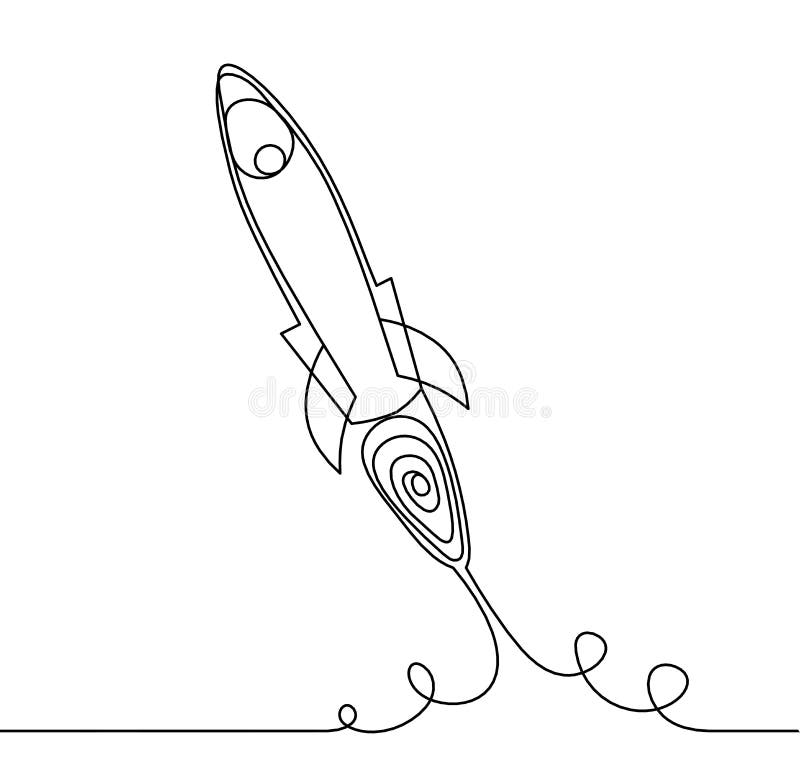 Continuous Line Drawing Rocket Stock Illustrations – 202 Continuous ...