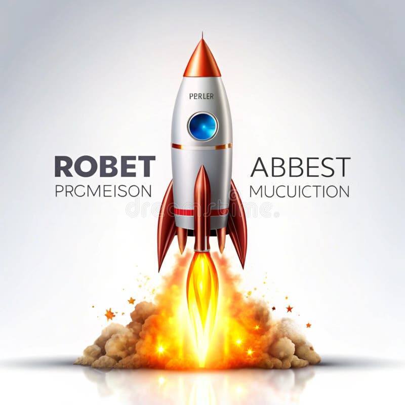 Abstract Rocket with Radiating Exhaust Flames Stock Illustration ...