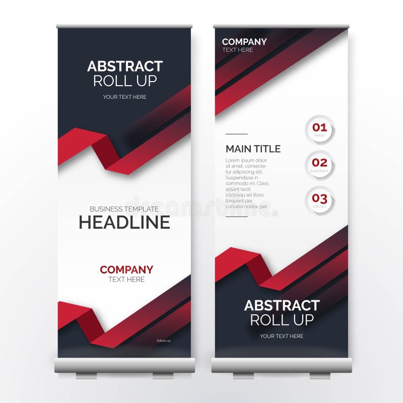 Abstract Roll Up Template with Red Shapes Vector Illustration Stock ...