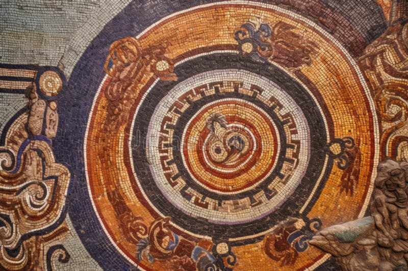 Abstract Roman Mosaic with Spirals and Interlocking Shapes Stock ...