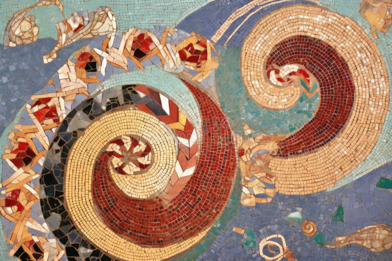 Abstract Roman Mosaic with Spirals and Interlocking Shapes Stock ...