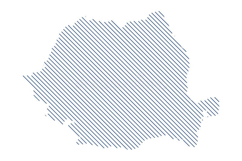 Abstract Romania Map with Diagonal Line Design on White Background for ...