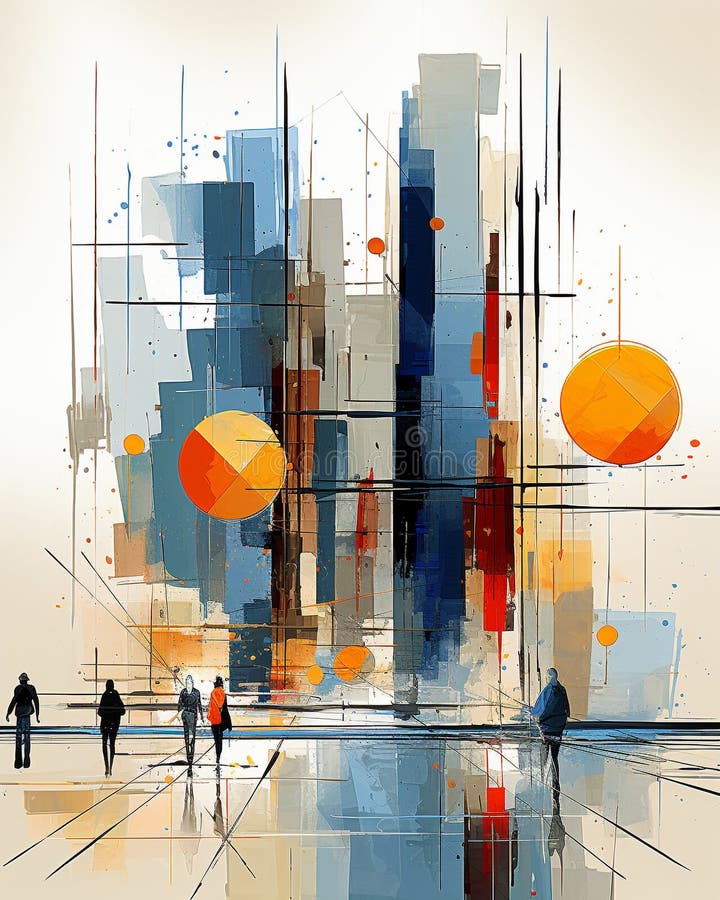 Abstract Romantic Picture of a City Landscape Stock Illustration ...