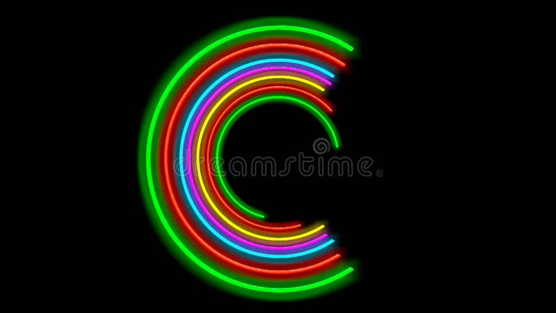 Neon Light Circle Animation Shining and Glowing with Copy Space on ...