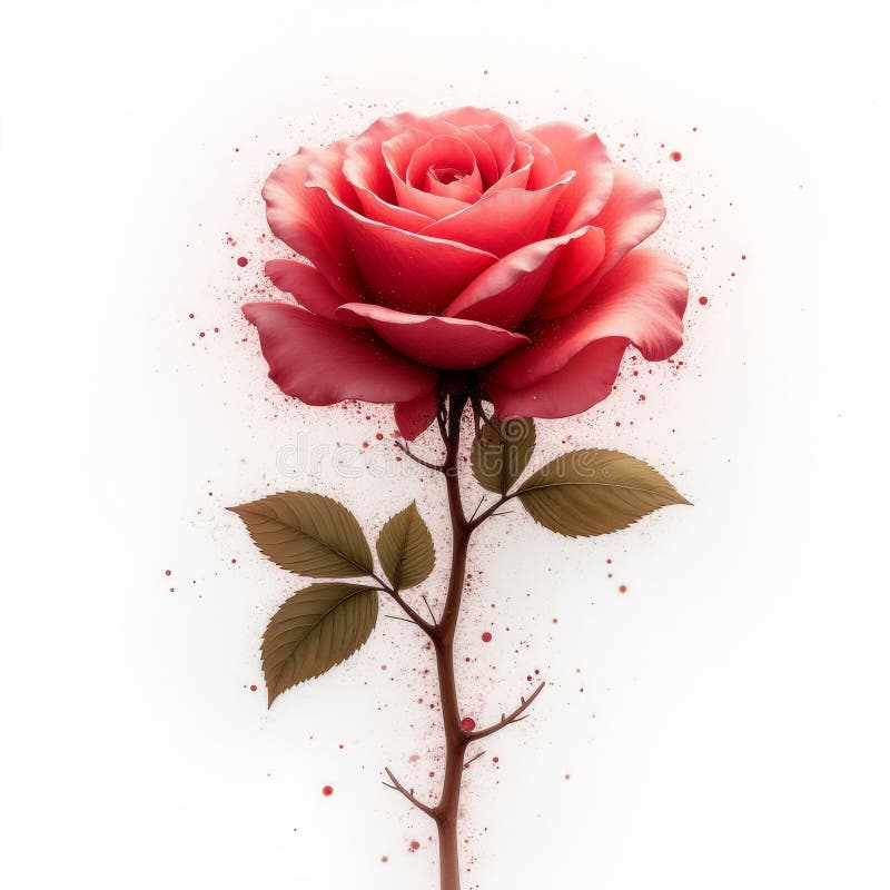 Abstract Rose Bush Created with Particle Effects on a White Background ...