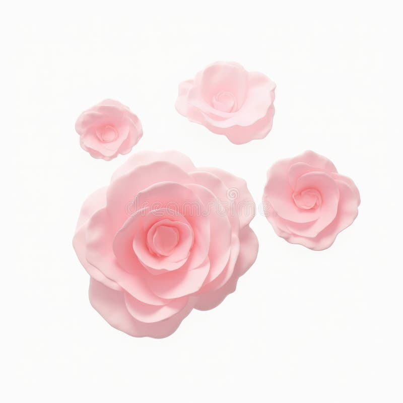 Abstract Rose Petal Shapes Floating in Midair on a White Background ...