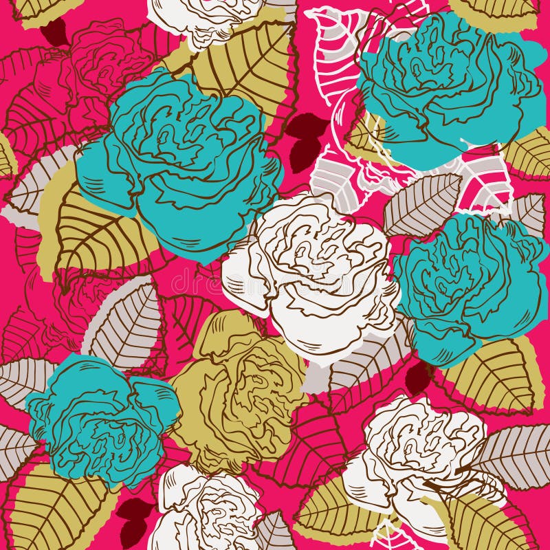 Abstract Rose Seamless Pattern Stock Vector - Illustration of beauty ...