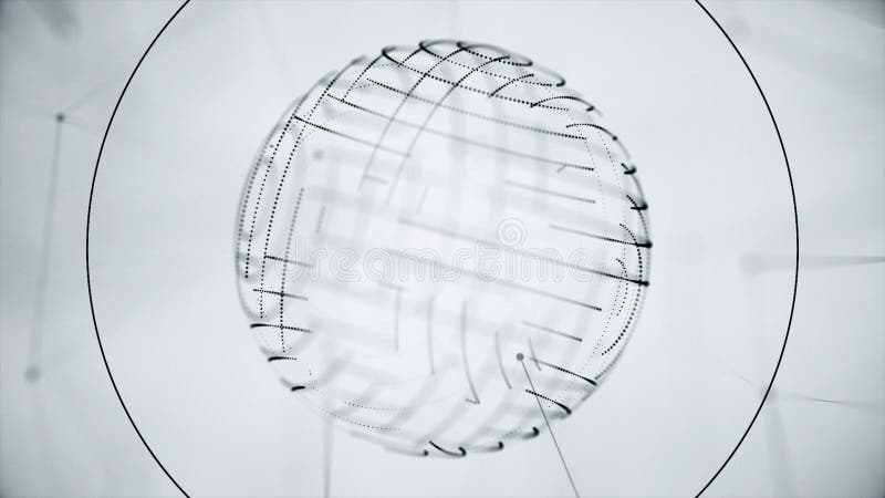 Abstract Rotating Circles Of Dotted Lines On White Background Plexuses