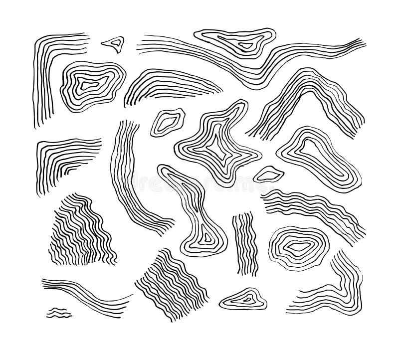 Abstract Rough Lines Wooden Circles Style, Hand Drawn Vector Sketch ...