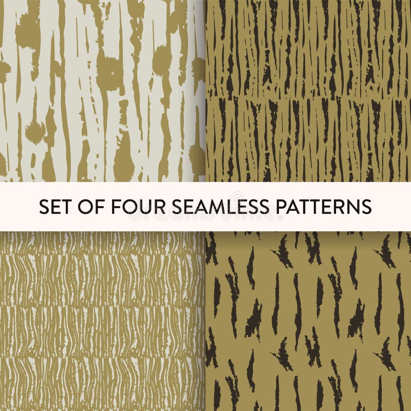 Abstract Rough Tree Bark Seamless Pattern Set. Stock Vector ...