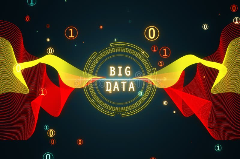 Abstract Round Big Data Hologram With Binary Code On Dark Wallpaper Stream Information